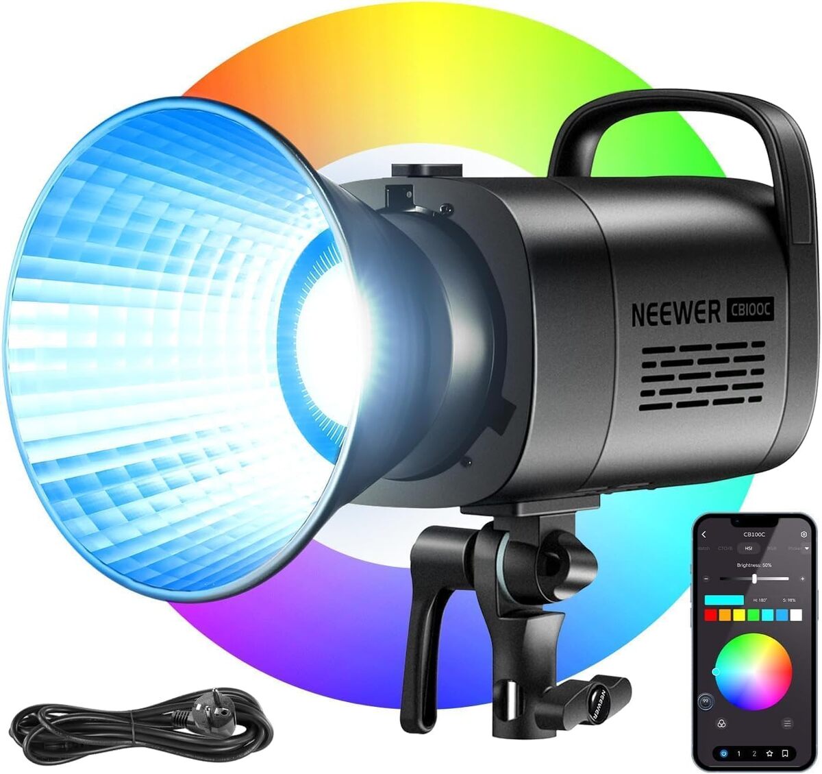 Test : lampe vidéo NEEWER CB100C 130W RGB pour studio